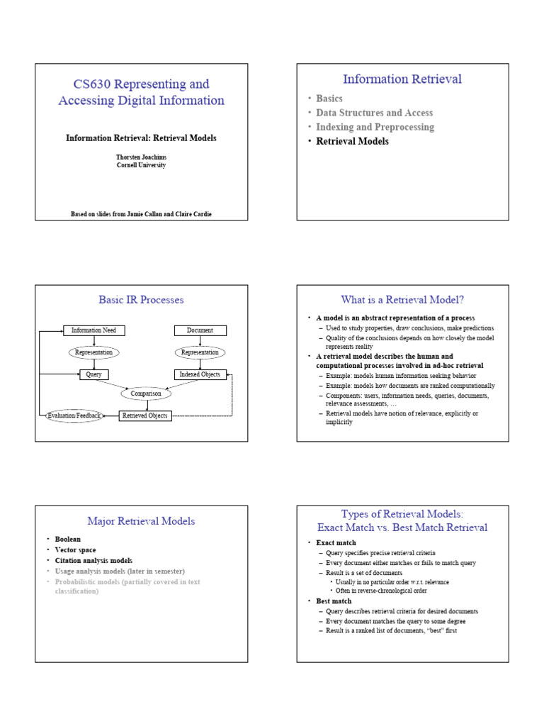 Ir4 Retrieval Models - 6up | PDF | Information Retrieval | Basis (Linear Algebra)