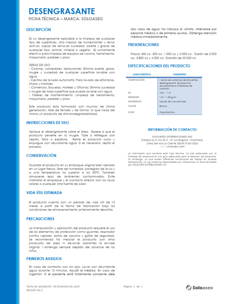 2 Desengrasante | PDF | Agua | Química