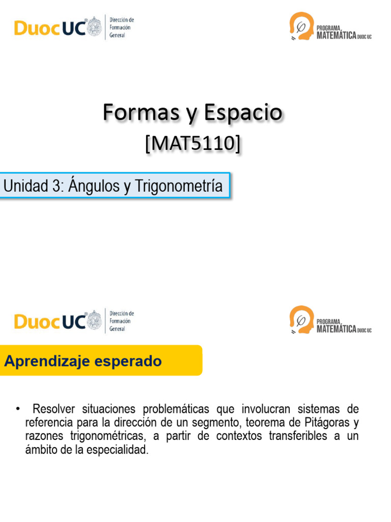 Guía N°5 - Formas y Espacios - MAT5110 | PDF | Ángulo | Azimut