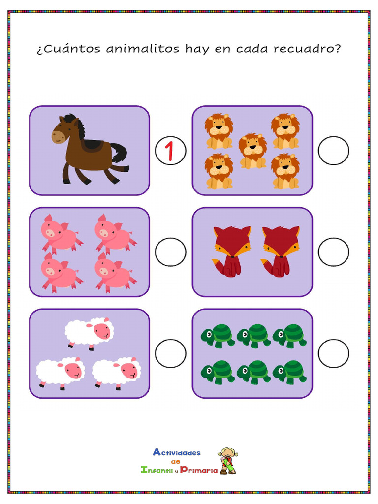 Fichas Conteo Animalitos | PDF | Arte | Ciencia y matemáticas