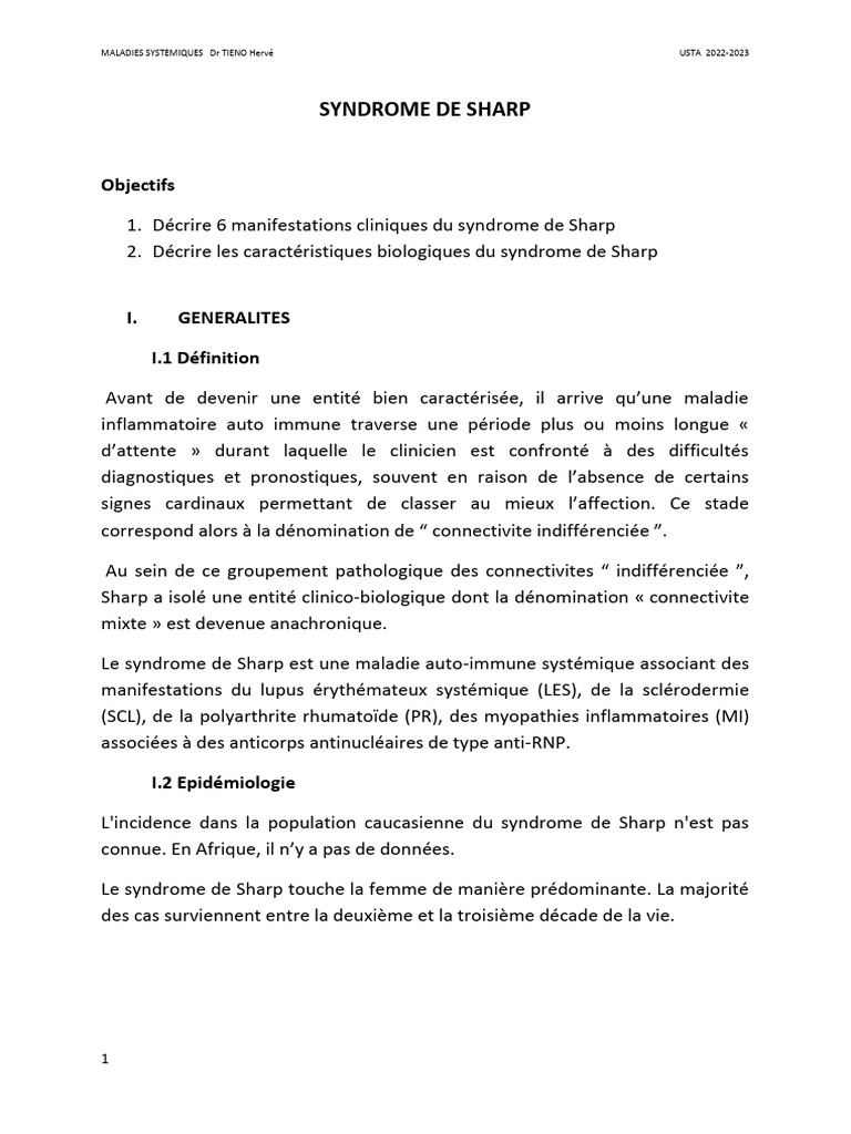 Syndrome de Sharp-3 | PDF | Maladie auto-immune | Spécialités médicales