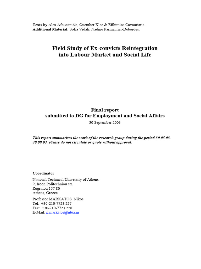 Ex Convicts Part One | PDF | Rehabilitation (Penology) | Prison