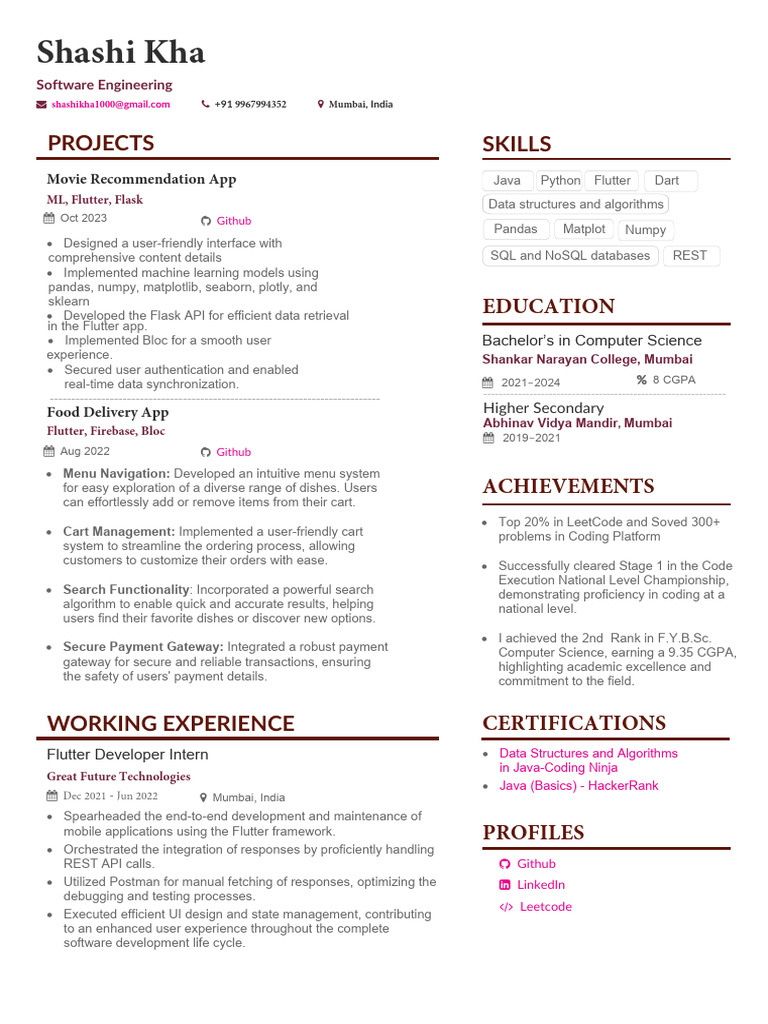 Shashi Kha Resume | PDF | Mobile App | Computer Programming