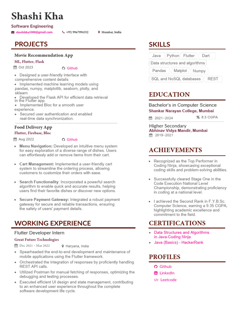 Shashi Kha Resume.pdf | PDF | Mobile App | Computer Programming