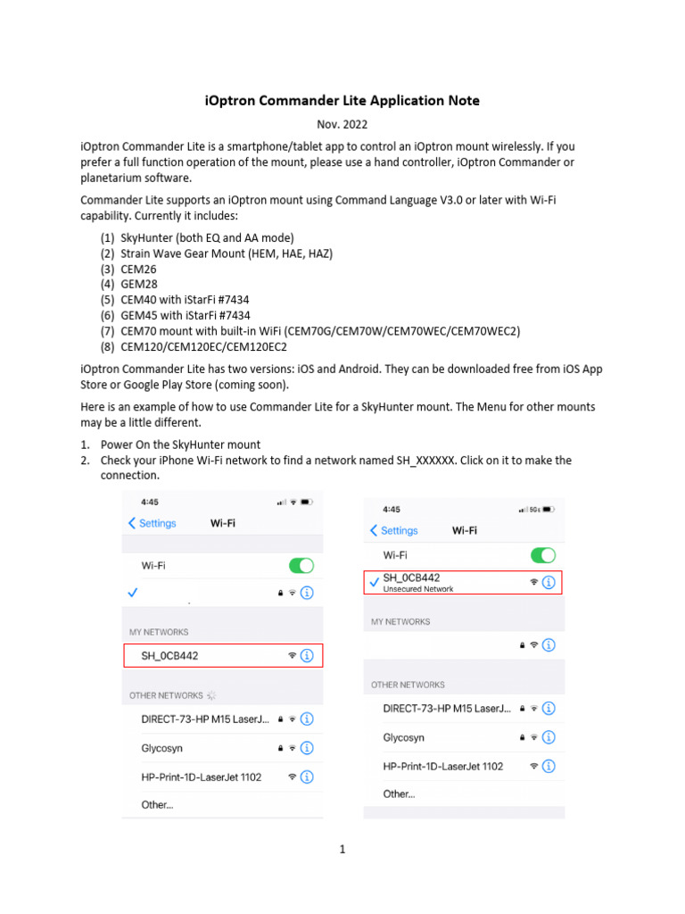 I Optron Commander Lite App Note | PDF | Ios | Nebula