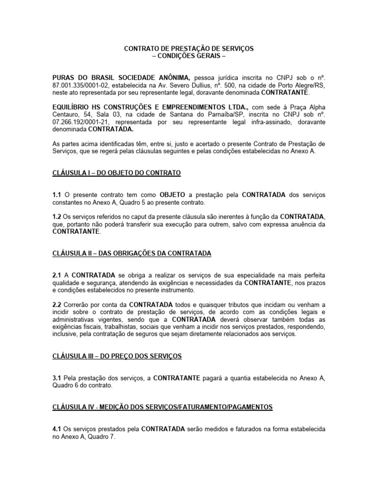 Contrato de Prestação de Serviços - Modelo | PDF | Sindicato | Direito ...