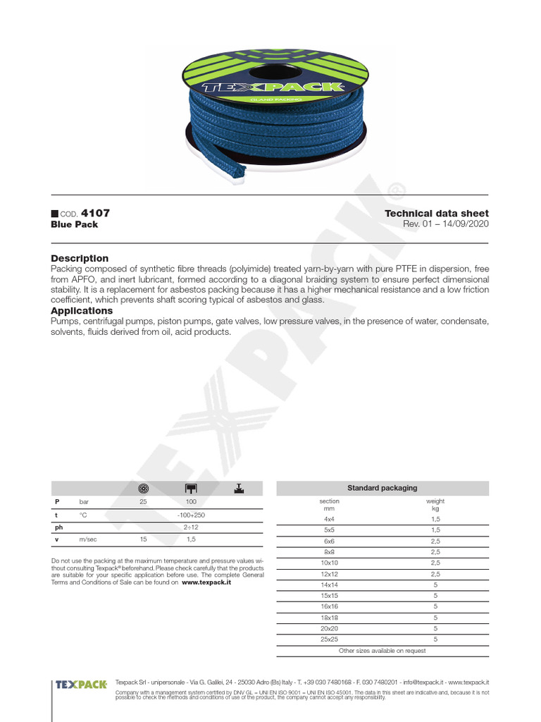 4107 Blue Pack Technical Data Sheet en | PDF | Pump | Lubricant