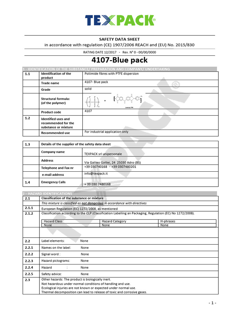 4107 Msds Blue Pack 1 | PDF | Toxicity | European Commission