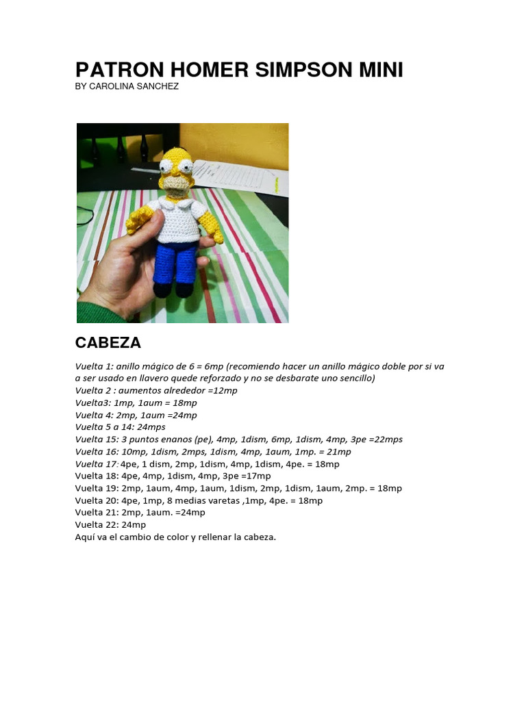 Patrón Amigurumi Mini Homer Simpson | PDF