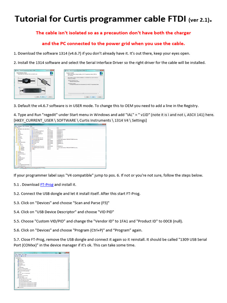 Tutorial For Curtis Programmer Cable FTDI | PDF