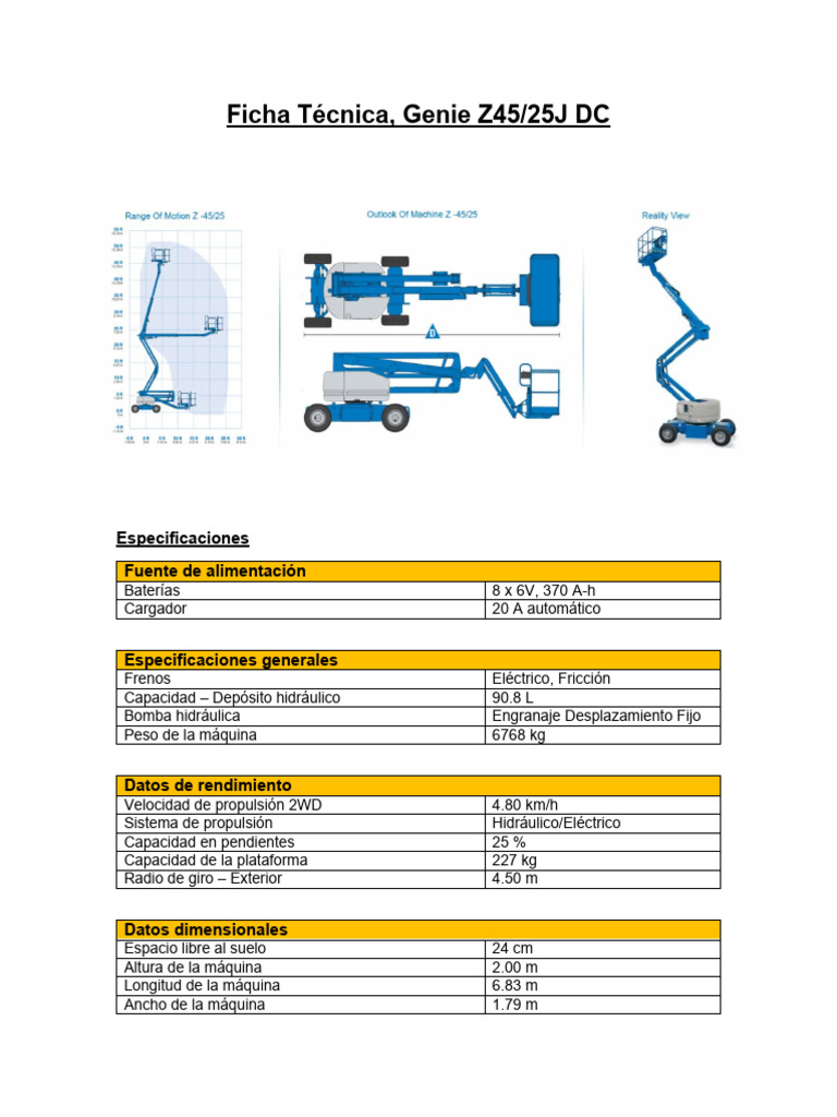 Ficha Técnica Genie Z45 DC | PDF
