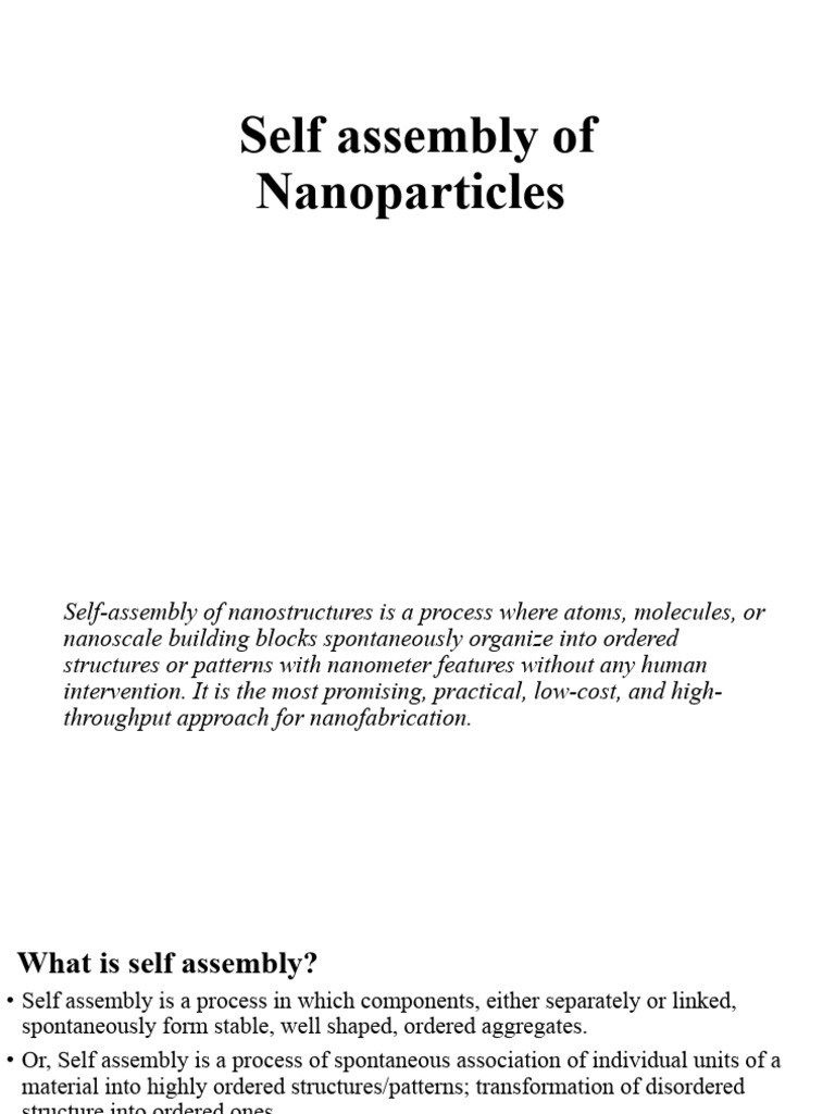 Self assembly of np | Download Free PDF | Self Assembly | Nanoparticle