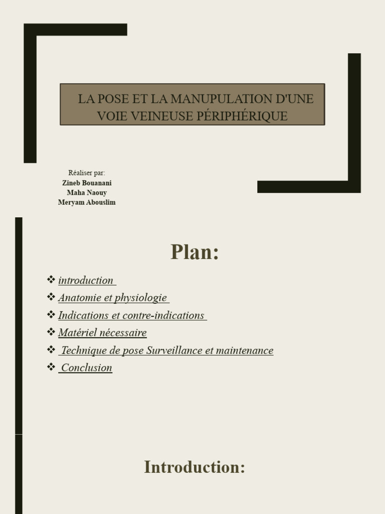 La Pose Et La Manupilation D Une Voie Veineuse Peripherique | PDF ...