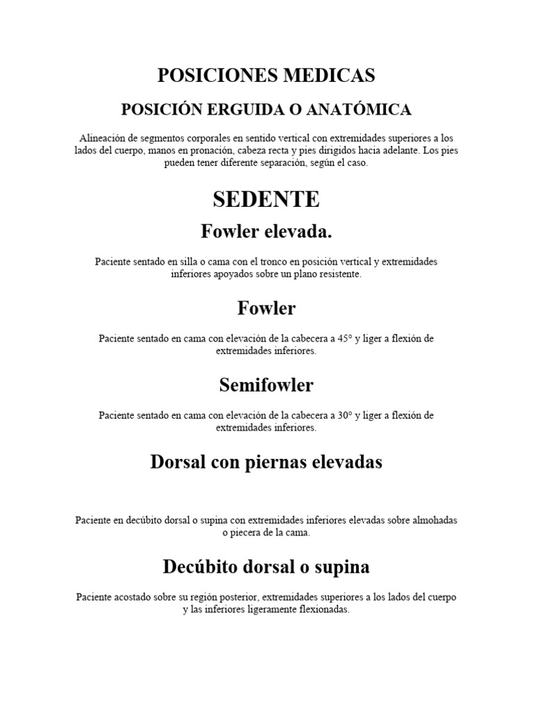 Posiciones Medicas | PDF | Términos anatómicos de ubicación