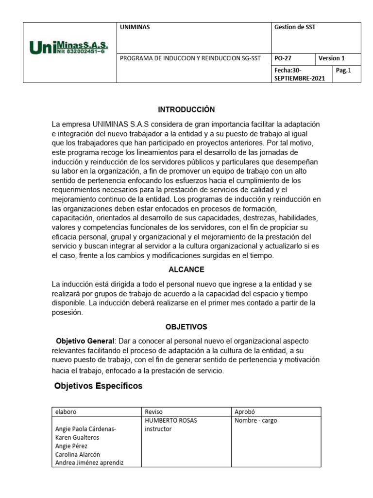 programa de induccion y reinduccion | Descargar gratis PDF | Business | Valores