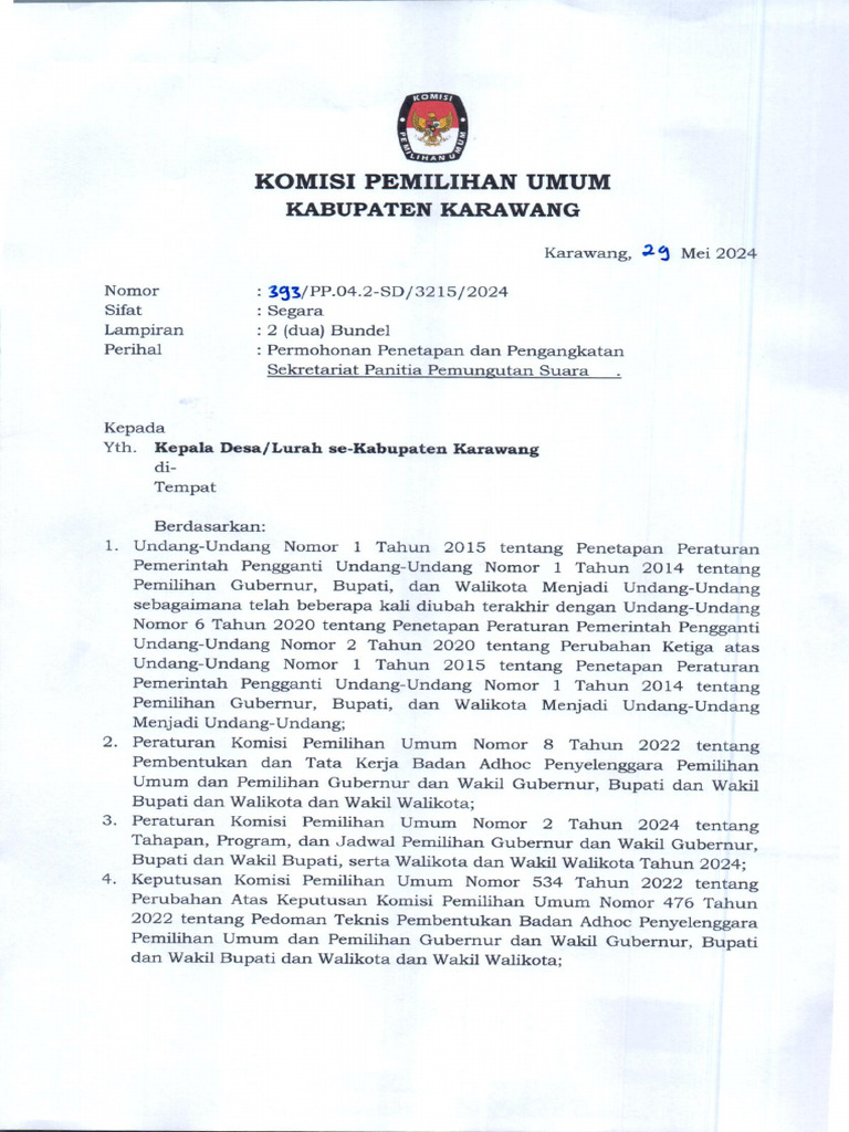 Surat Ketua KPU | PDF