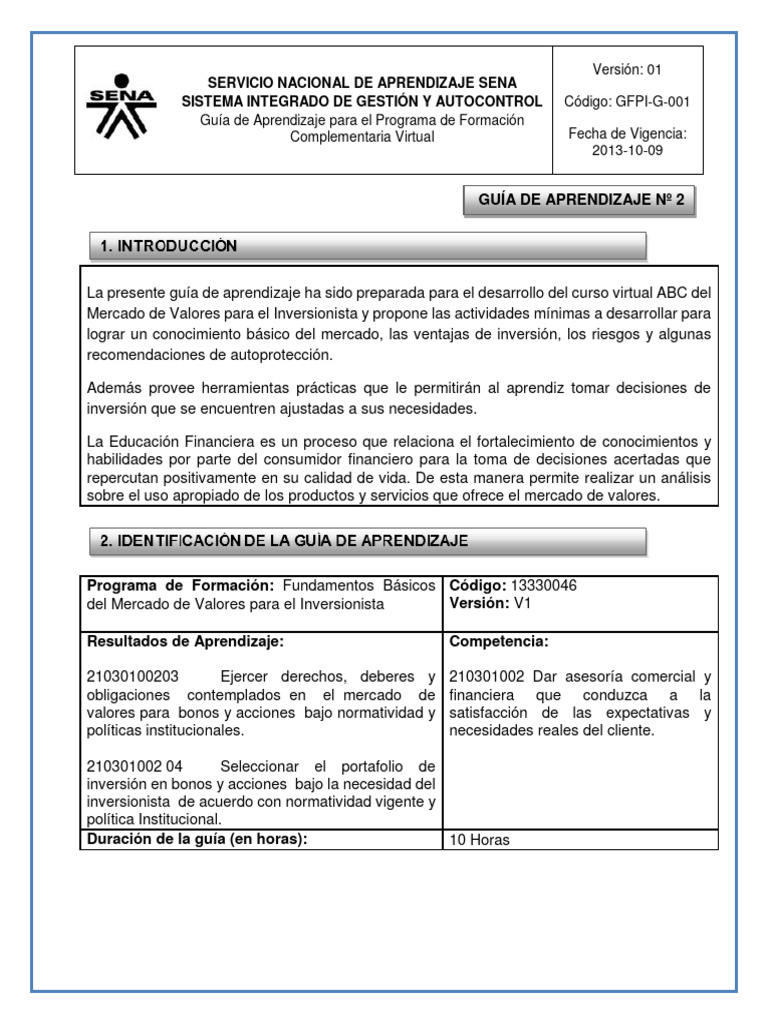 Guia de Aprendizaje 2 | PDF | Bolsa | Mercado (economía)