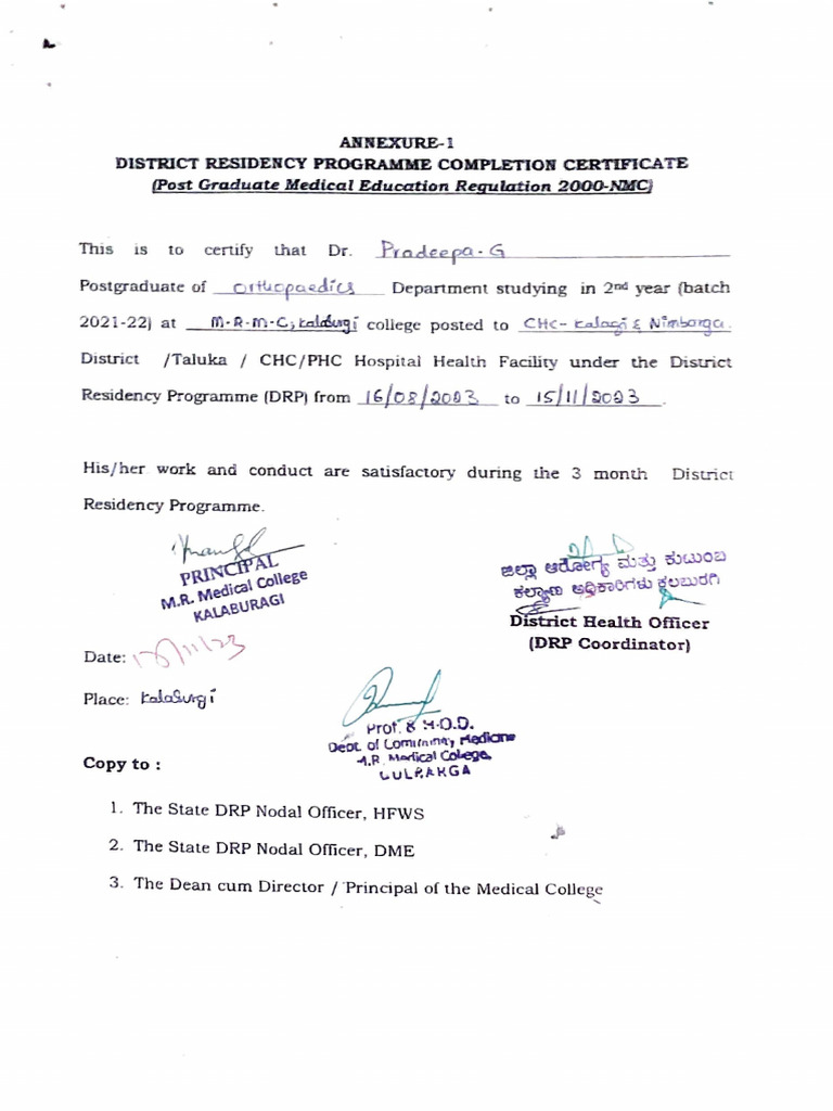 District Residency Programme Certificate | PDF