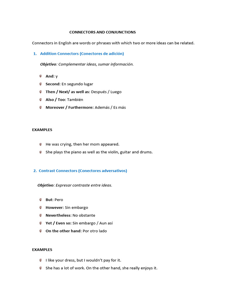 Essential English Connectors Guide | PDF | Career & Growth | Foreign ...