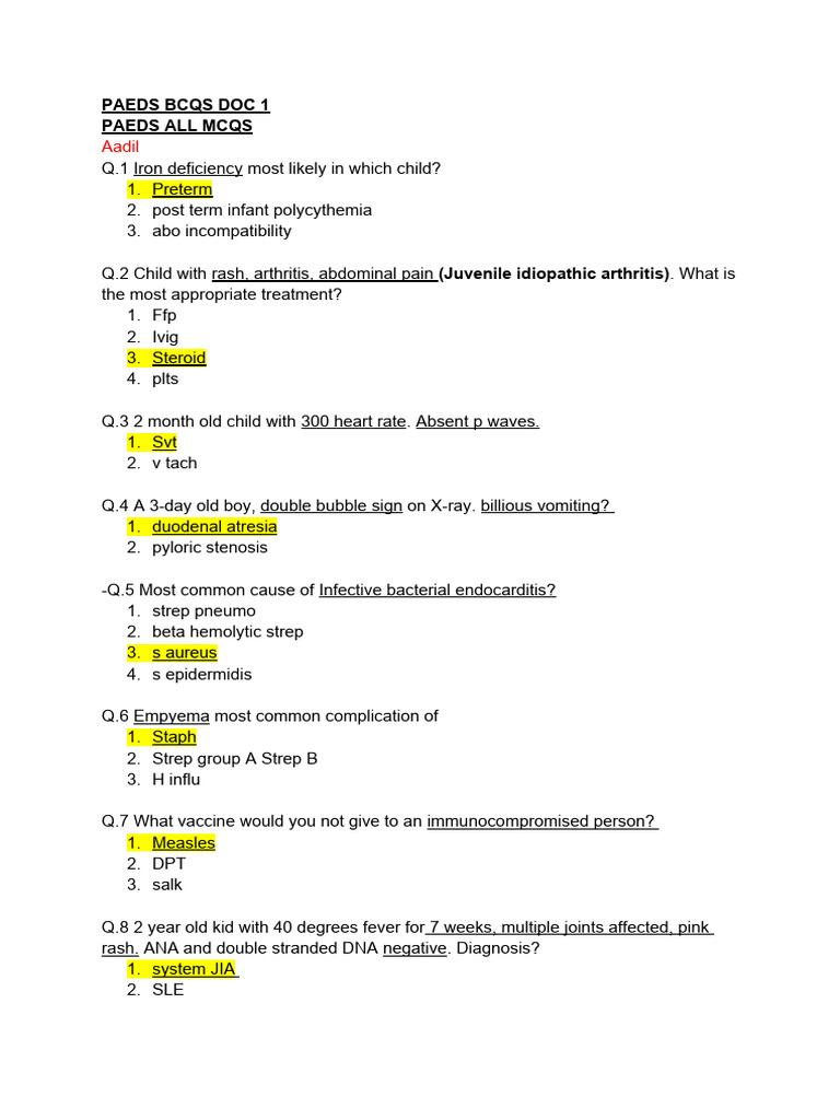 Paeds compiled doc 1 | Download Free PDF | Hepatitis | Congenital Heart ...