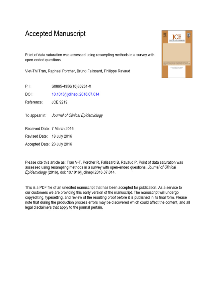Data Saturation in Open-Ended Surveys | PDF | Survey Methodology ...
