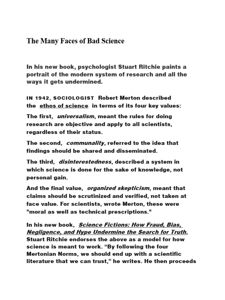 Many Faces of Bad Science | PDF | Science
