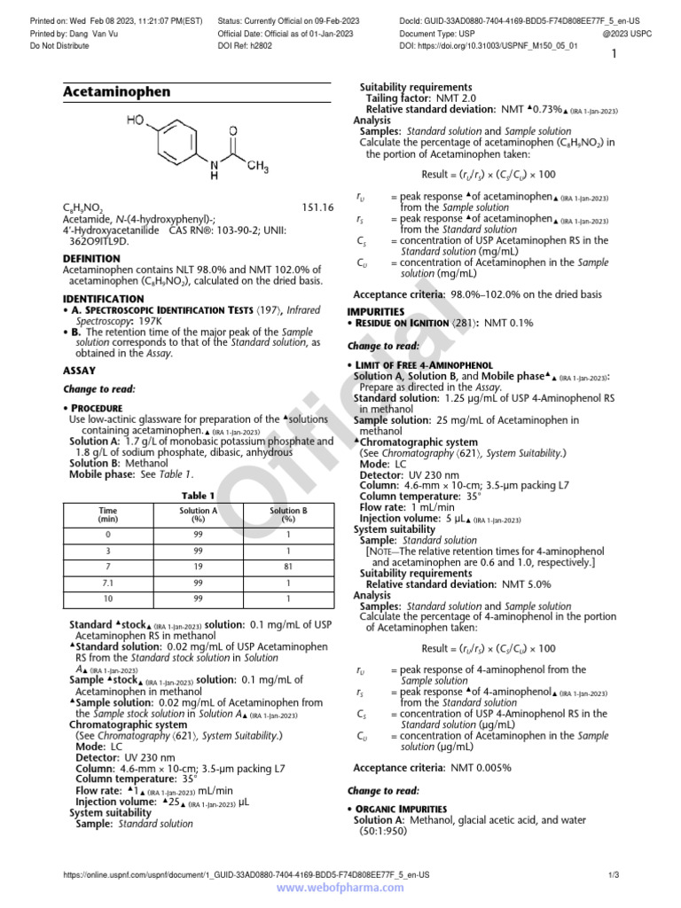 Acetaminophen | PDF | Chromatography | Analytical Chemistry