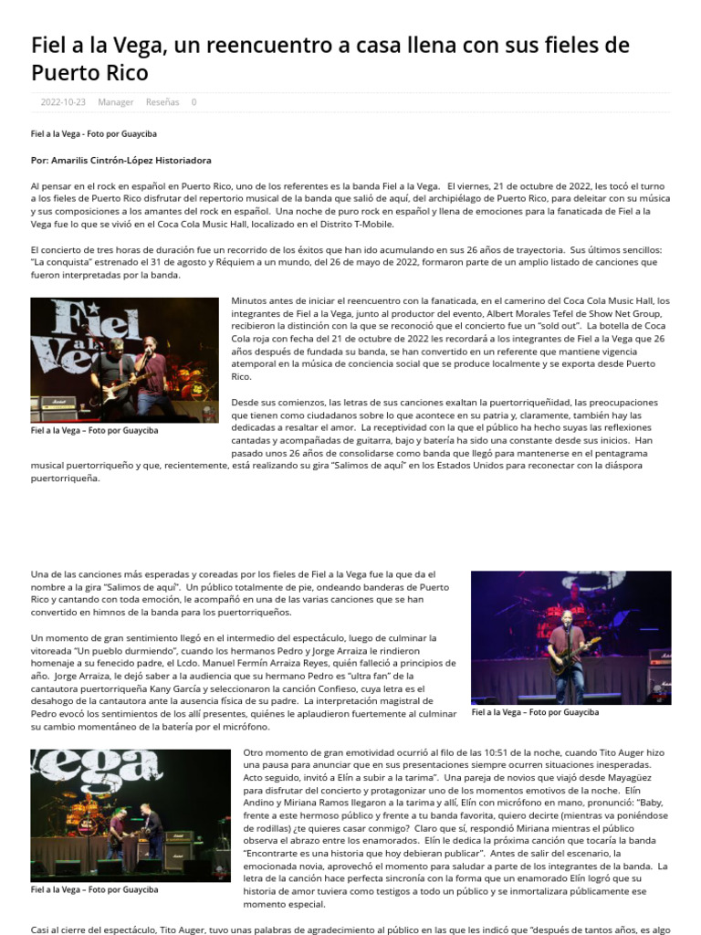 Fiel A La Vega, Un Reencuentro A Casa Llena Con Sus Fieles de Puerto ...
