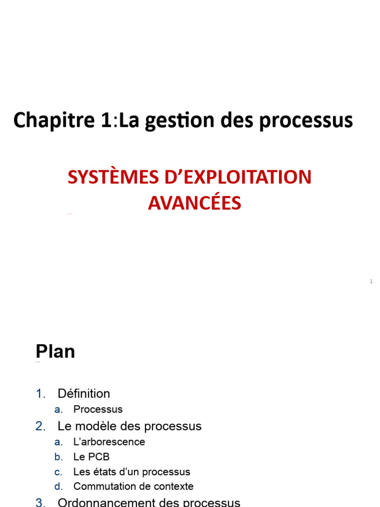 Gestion de Processus | PDF | Ordonnancement dans les systèmes d'exploitation | Processus ...