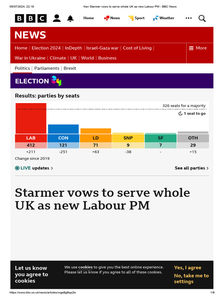 Keir Starmer Vows To Serve Whole UK As New Labour PM - BBC News | PDF ...