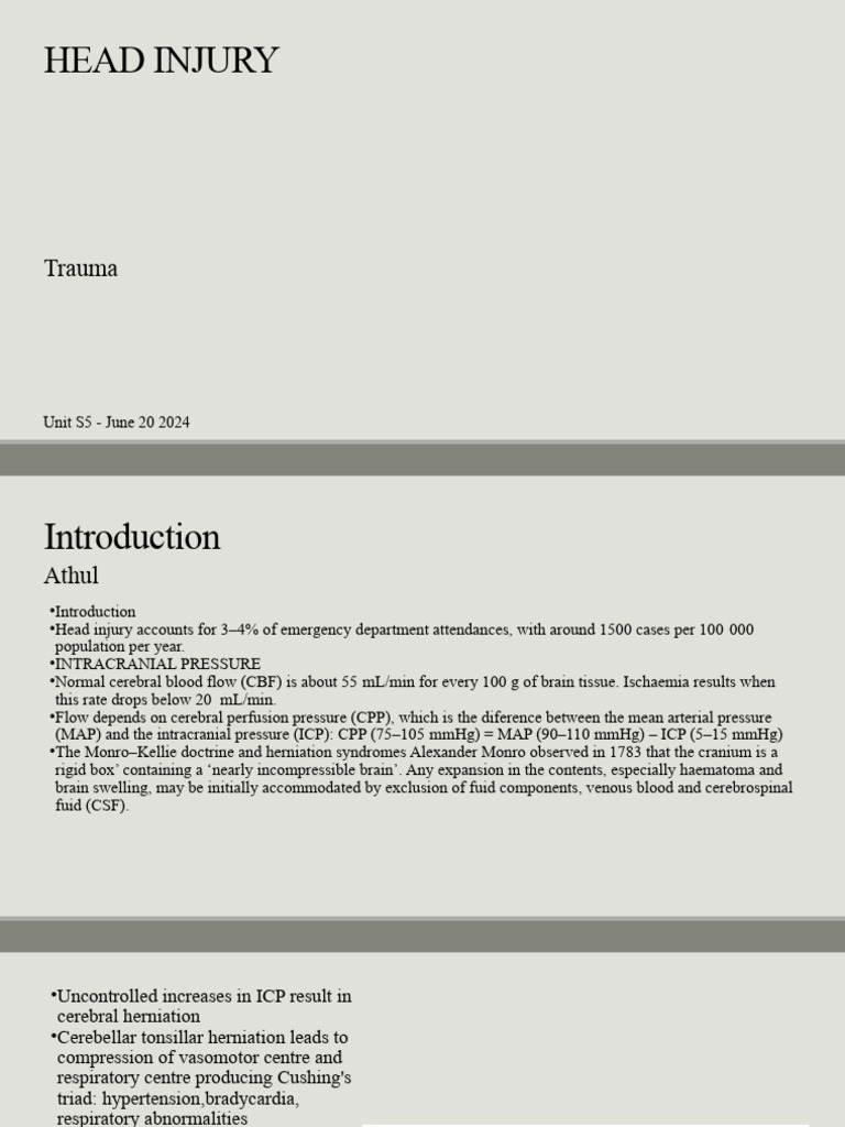 Comprehensive Guide to Head Injury Management | PDF | Traumatic Brain ...