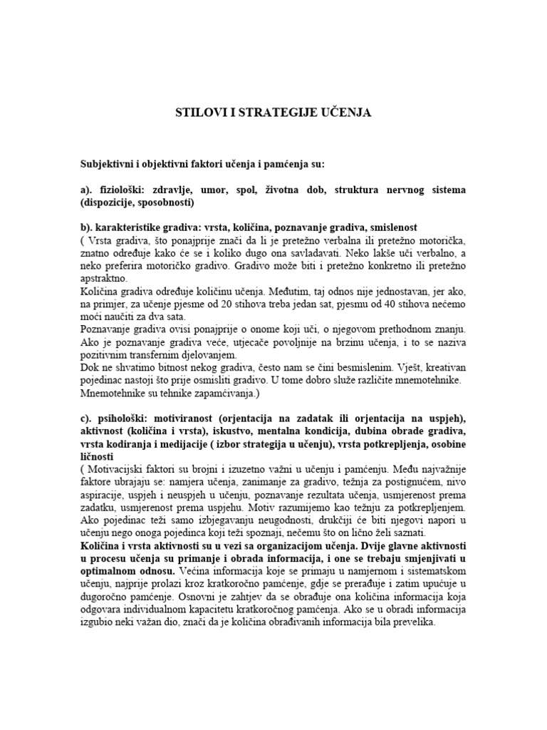 Savjeti Za Ucenje | PDF