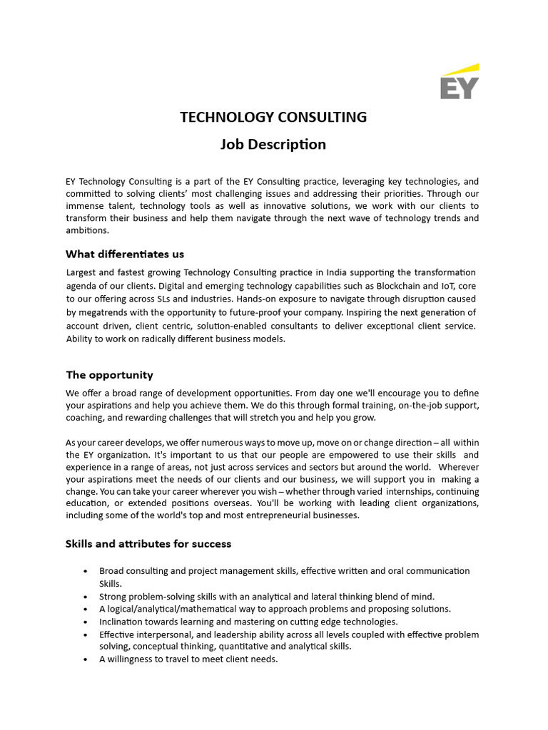 EY India Technology Consulting Jobs | PDF | Leadership | Cognition