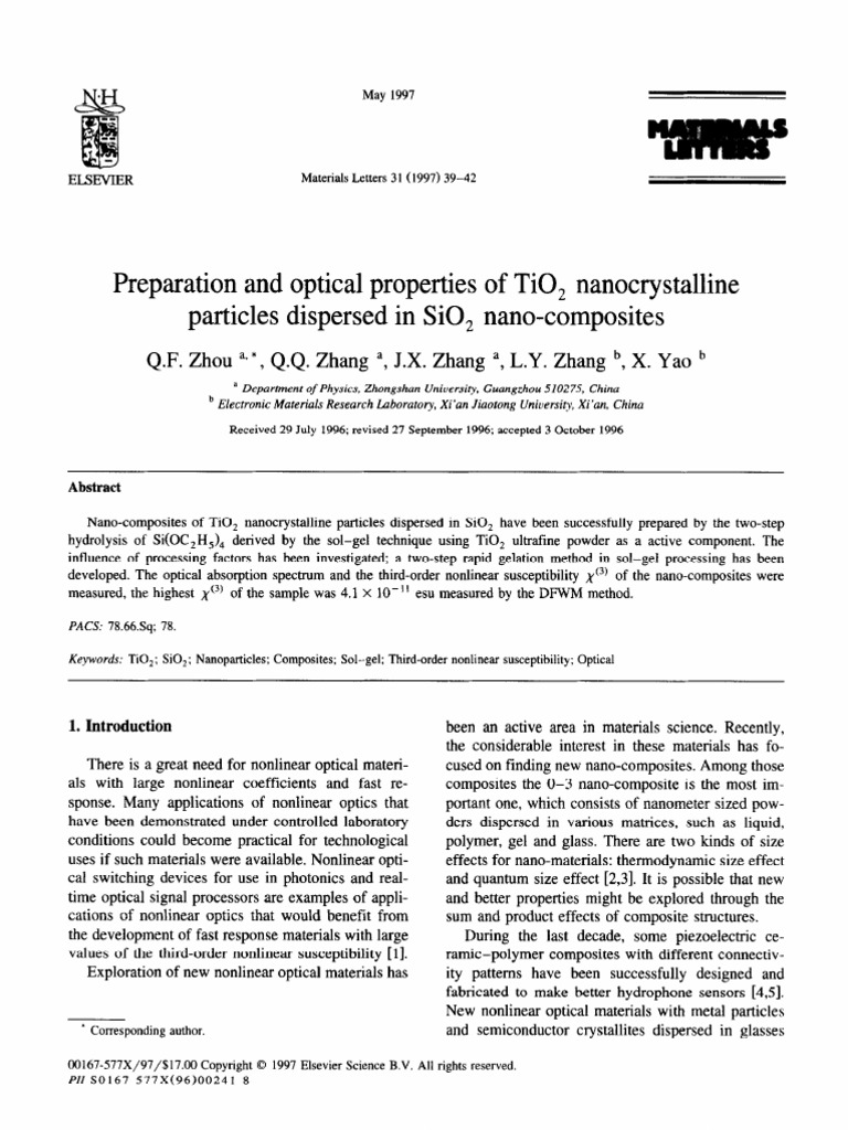 Optical Properties of TiO | PDF | Silicon Dioxide | Titanium Dioxide