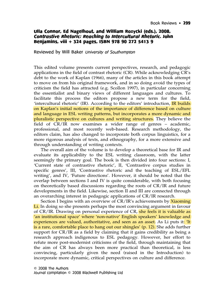 Contrastive Rhetoric: Reaching To Intercultural Rhetoric | PDF | Cross ...