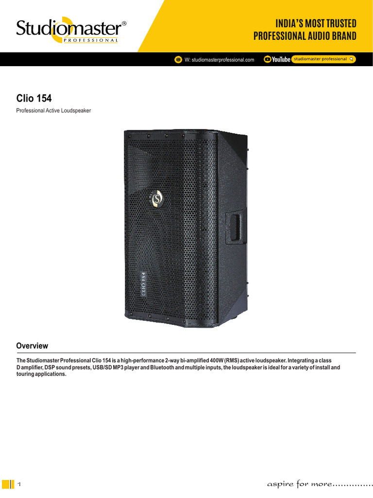 Clio 154 Loudspeaker TWS Datasheet | PDF | Loudspeaker | Electrical ...
