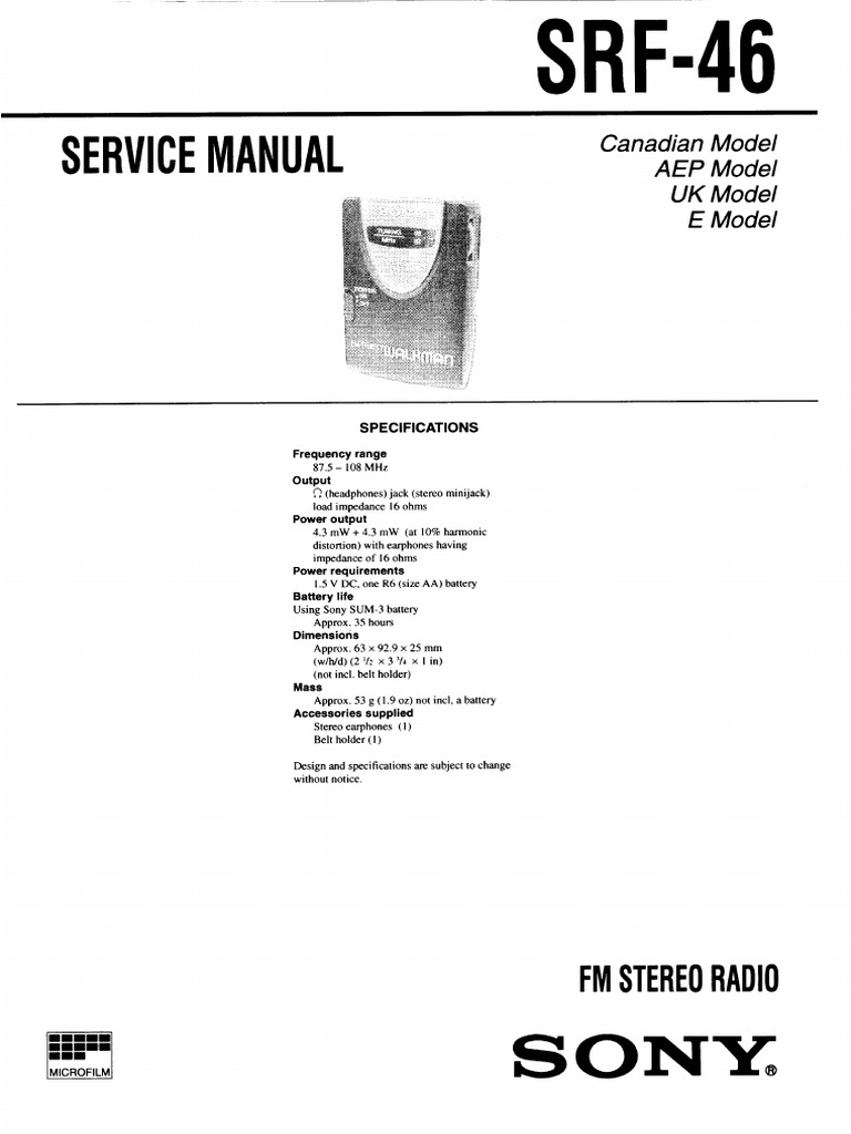 Sony srf-46 SM | PDF