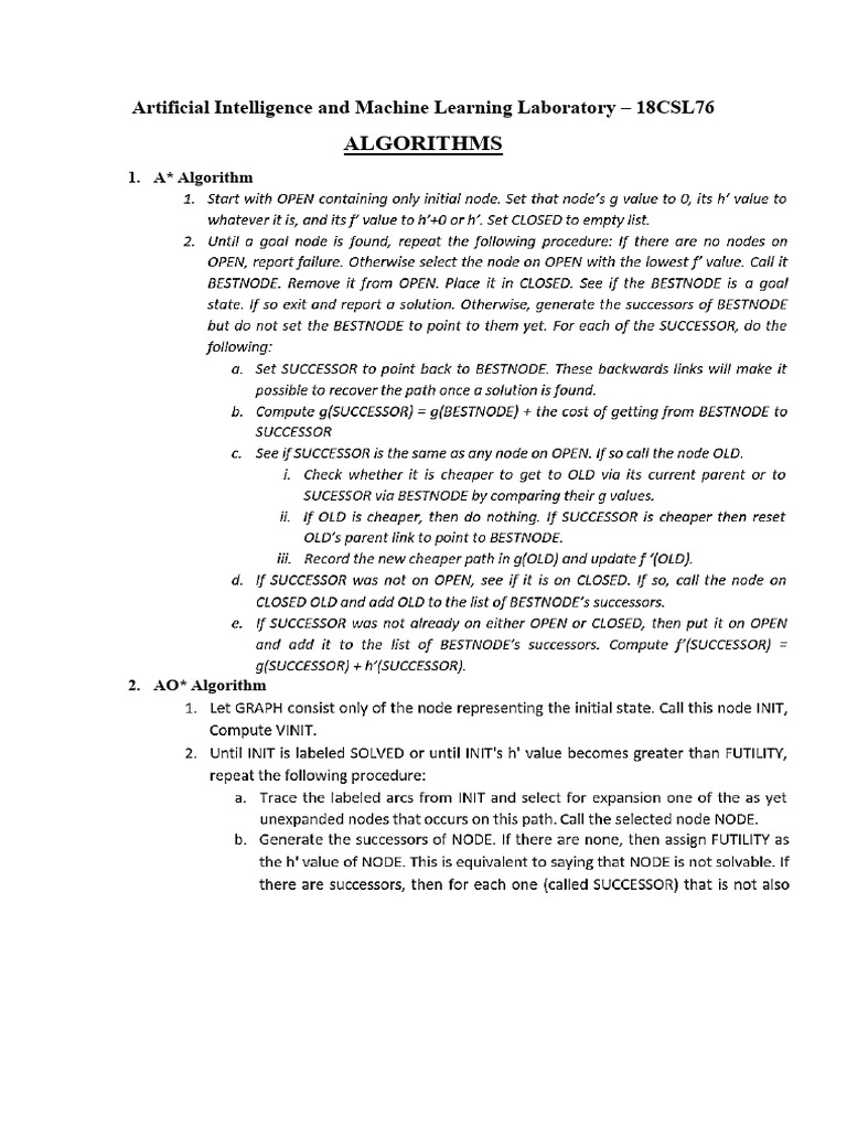 Aiml Lab Algorithms | PDF | Normal Distribution | Statistical Theory