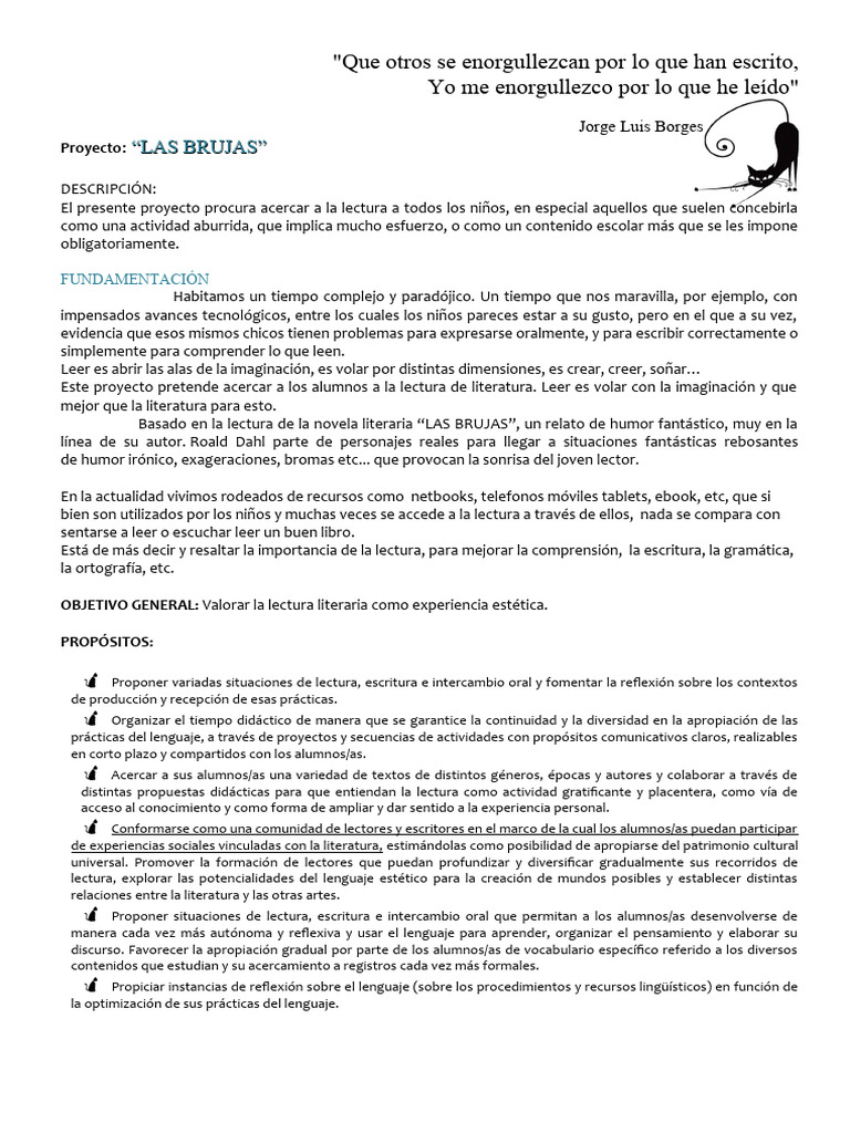 Proyecto Las Brujas Nuevo | PDF | Autor | Evaluación