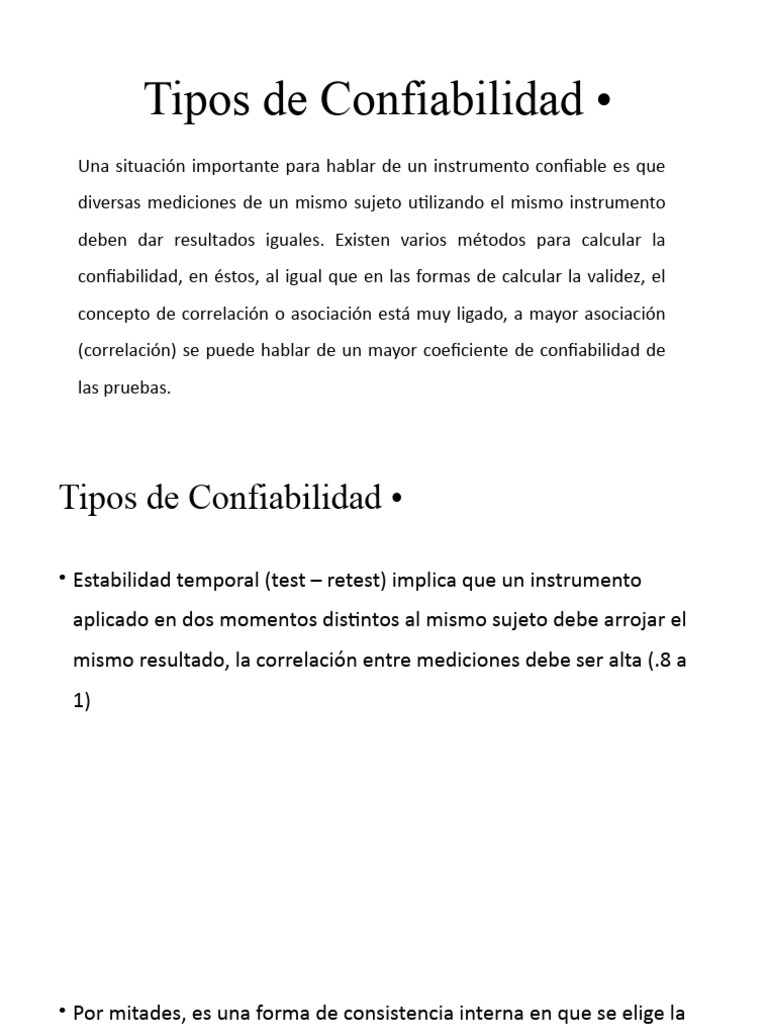 Tipos de Confiabilidad | PDF | Psicometría