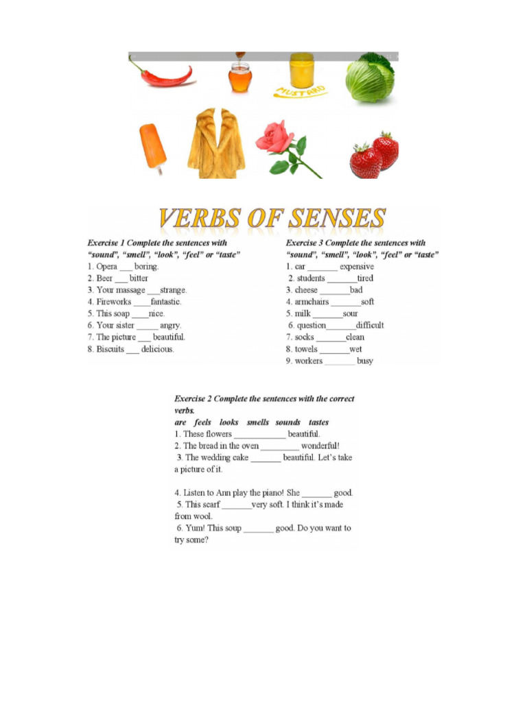 Sense Verbs Task Sheet | PDF
