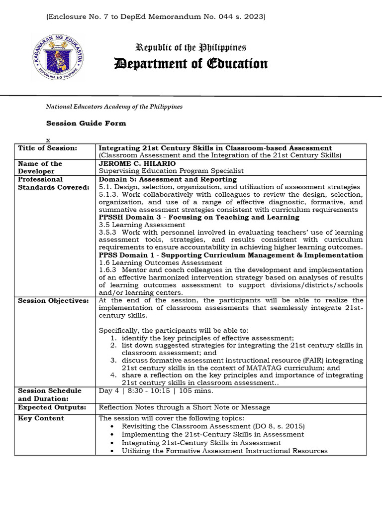 SG_Integrating 21st Century Skills in Classroom-based Assessment | PDF | Educational Assessment ...