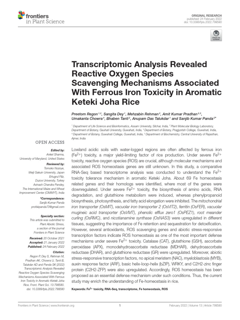 Transcriptomic Analysis Revealed Reactive Oxygen S | PDF | Reactive ...