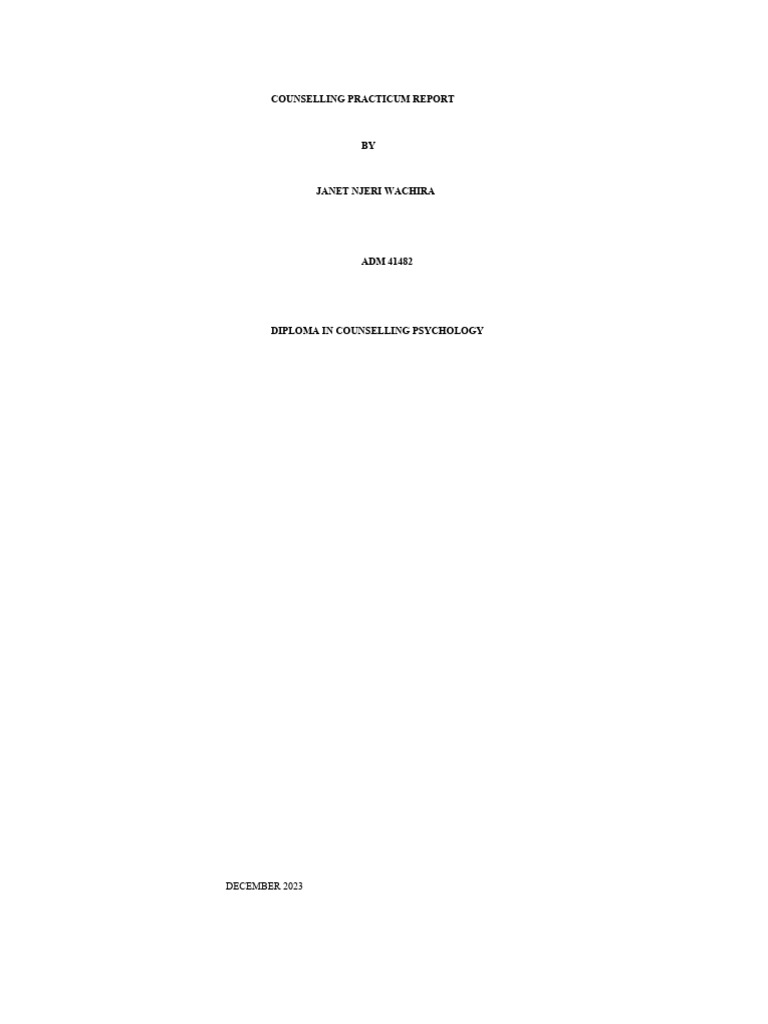 COUNSELLING PRACTICUM REPORT | PDF | Cognitive Behavioral Therapy ...