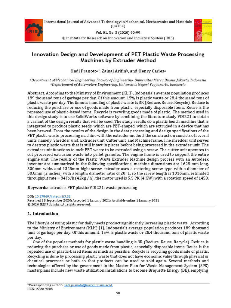 Innovation Design and Development of PET | PDF | Extrusion | Waste