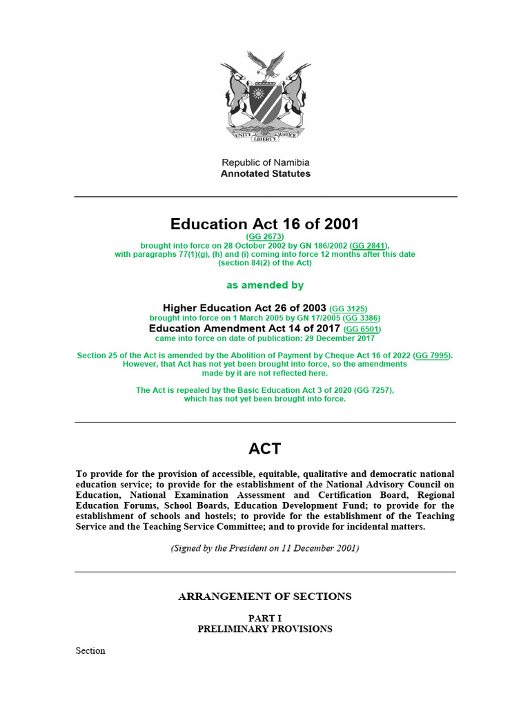 Education Act 16 of 2001 Overview | PDF | Schools | Private School