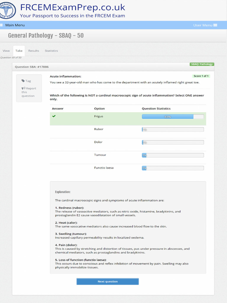 FRCEM Exam: Acute Inflammation Insights | PDF | Inflammation | Immune ...