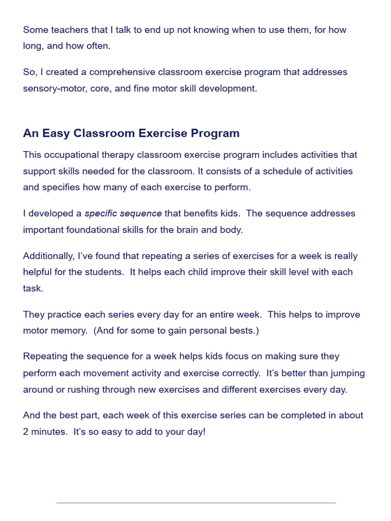 Easy Classroom Exercise Program Guide | PDF | Career & Growth | Self ...