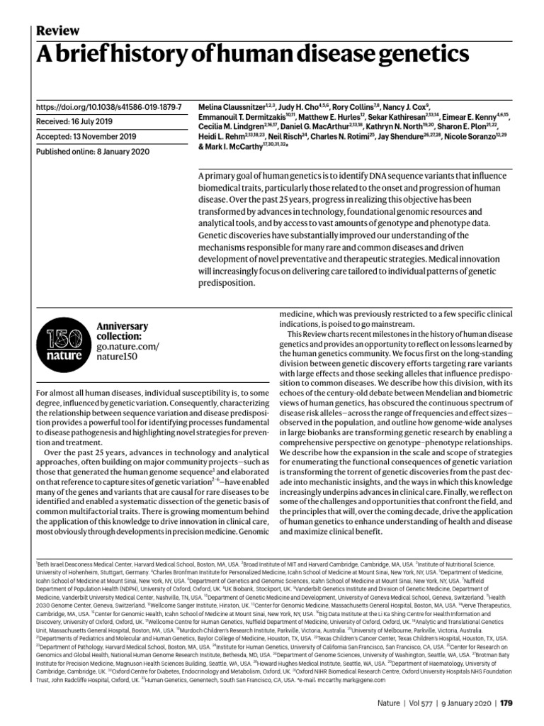 Human Genetics Diseases Review Nature - Compressed | PDF | Genome Wide ...