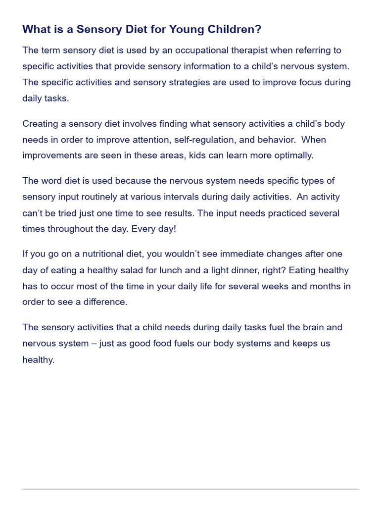 Easy Sensory Diet Activities To Help Kids Focus On Homework - 1 | PDF ...